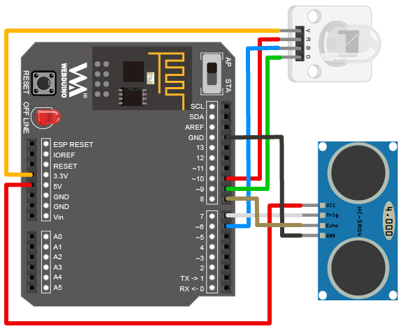 Project Example Controlling Rgb Leds With An Ultrasonic Sensor