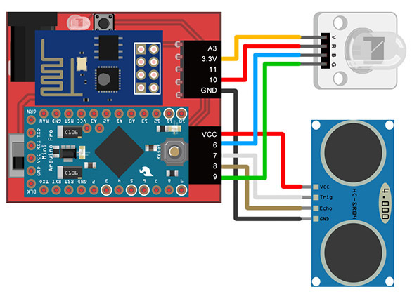 教學範例 8超音波傳感器控制三色 LED 燈 Webduino Web Arduino