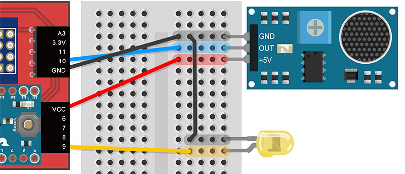 Project Example Controlling An Led And Web Page Image With A Sound