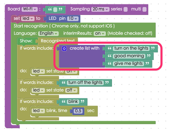 Project Example 22 Voice Activated Leds Webduino Web × Arduino 6416