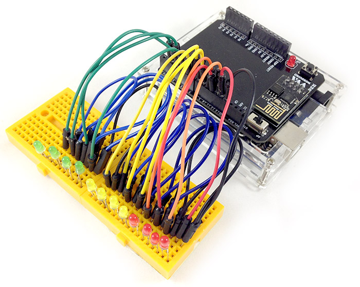 Project Example 28: Knight Rider scanner lights (12 LEDs and for loops ...