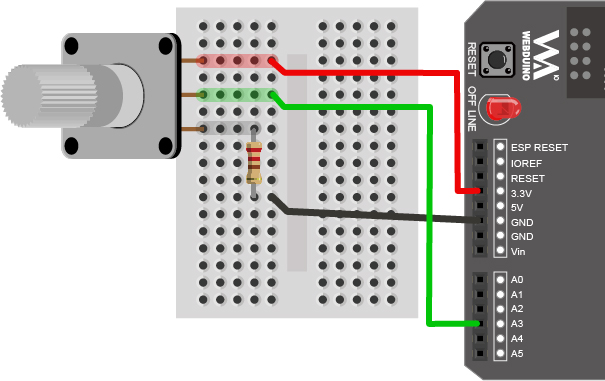 Project Example 34: Changing image position with a Potentiometer :::: Webduino = Web × Arduino